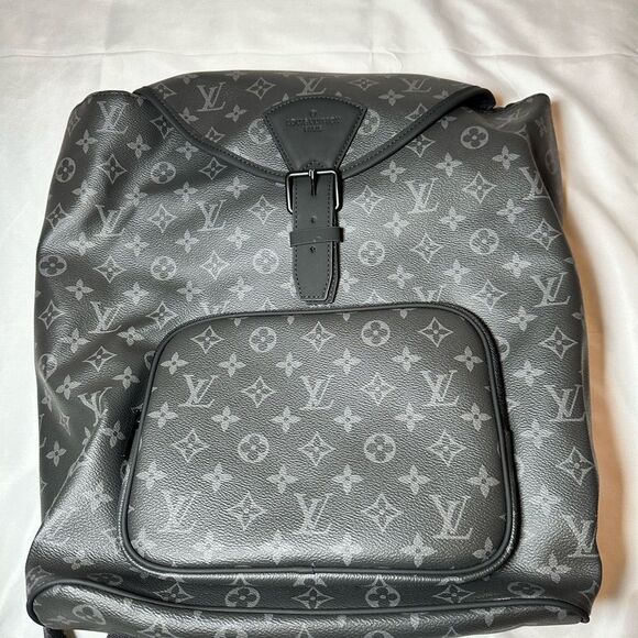 Bags | Louis Vuitton Gray Monogram Backpack With Flap Closure | Poshmark